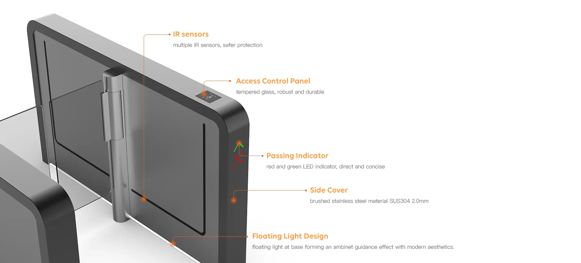 Speed Gate DR.TD.6629C: Elegant AI Anti-Tailgating w/ 0.3s Access